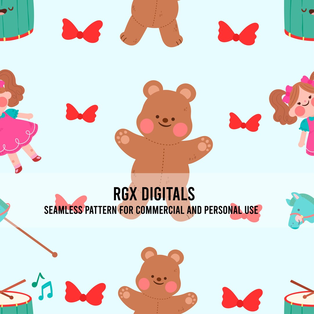 Seamless Pattern Toddler Girl Seamless Digital Paper Kids Toy Repeat ...