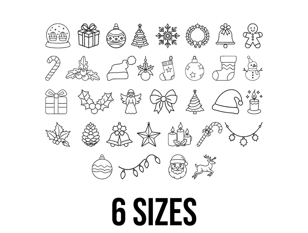 Mini Merry Christmas Bundle Outline Embroidery Design - Holiday Gift ...