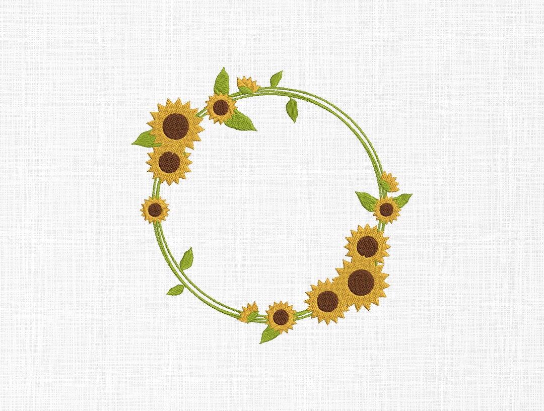 Sunflower Circle Frame Border Embroidery Design - Sunflower Frame ...