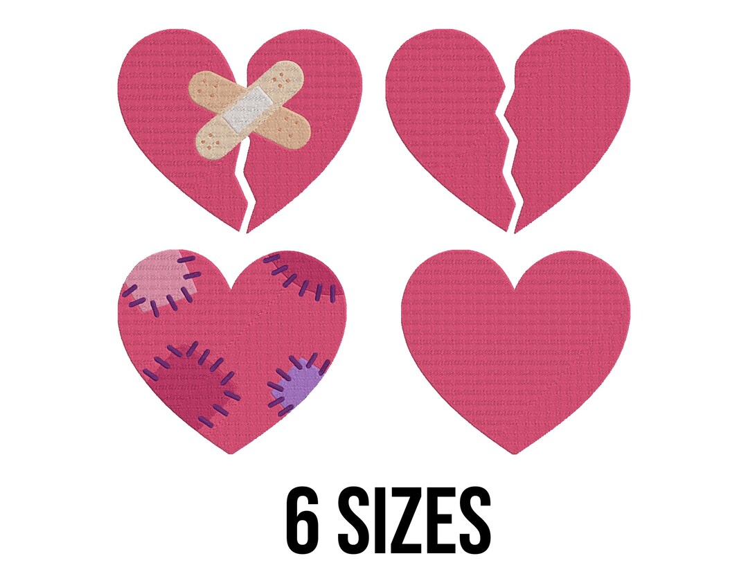 Broken Heart Embroidery Design - Breakup Embroidery Design - Heart ...