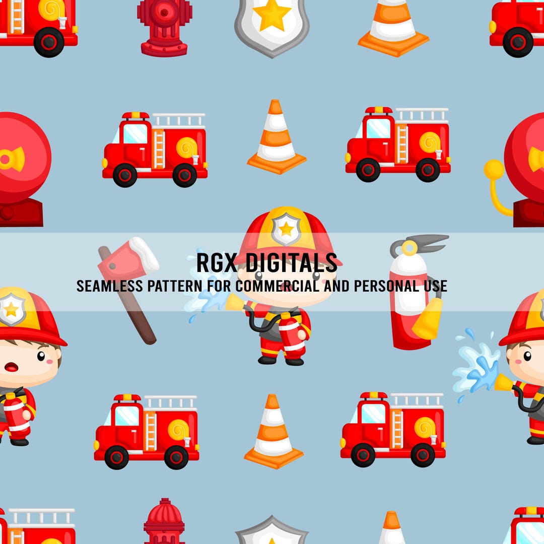 Firefighter Seamless Pattern, Fire Pattern, Seamless Pattern, Firemen ...