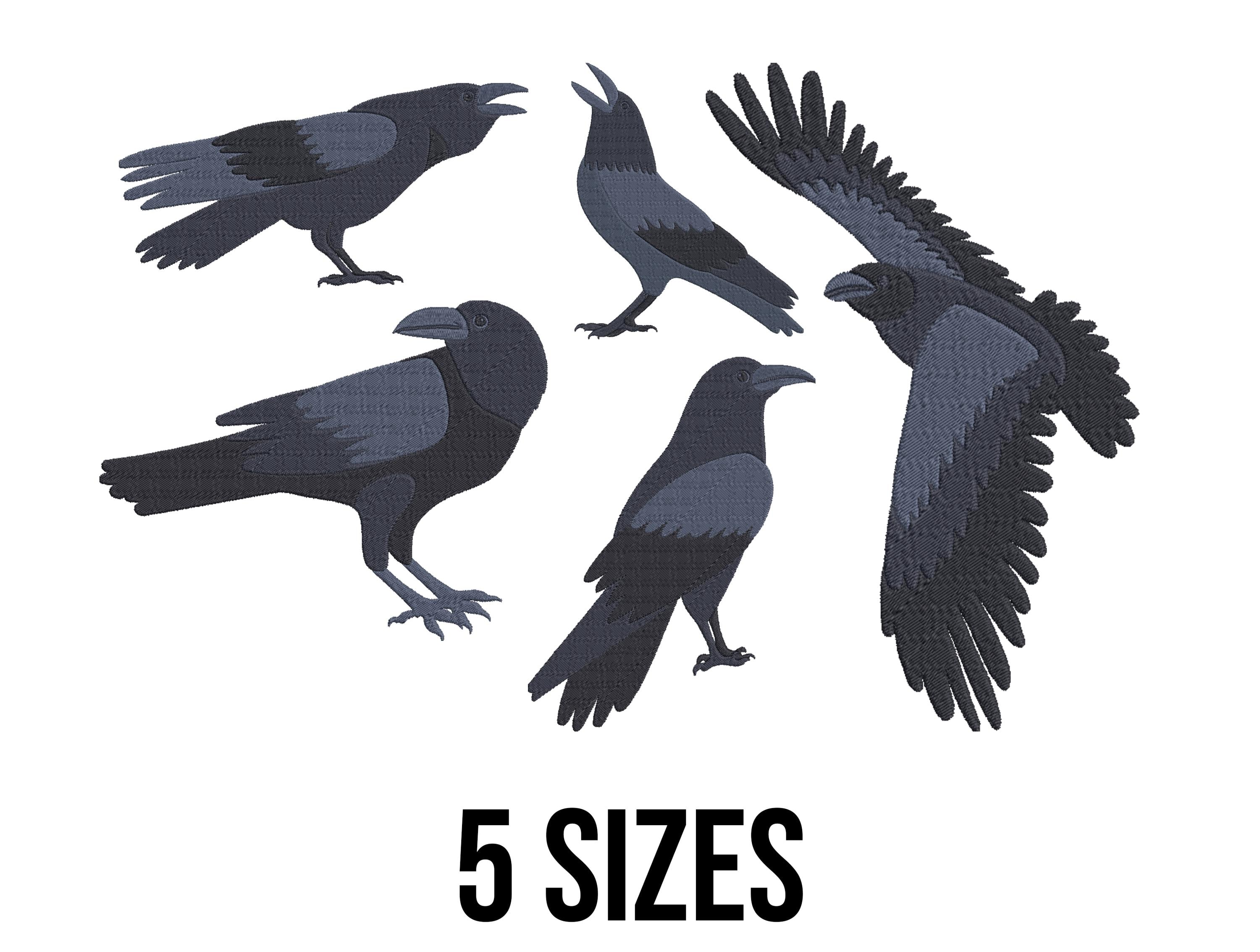 Raven Bundle Embroidery Design - Crow Embroidery Design - Flying Raven ...