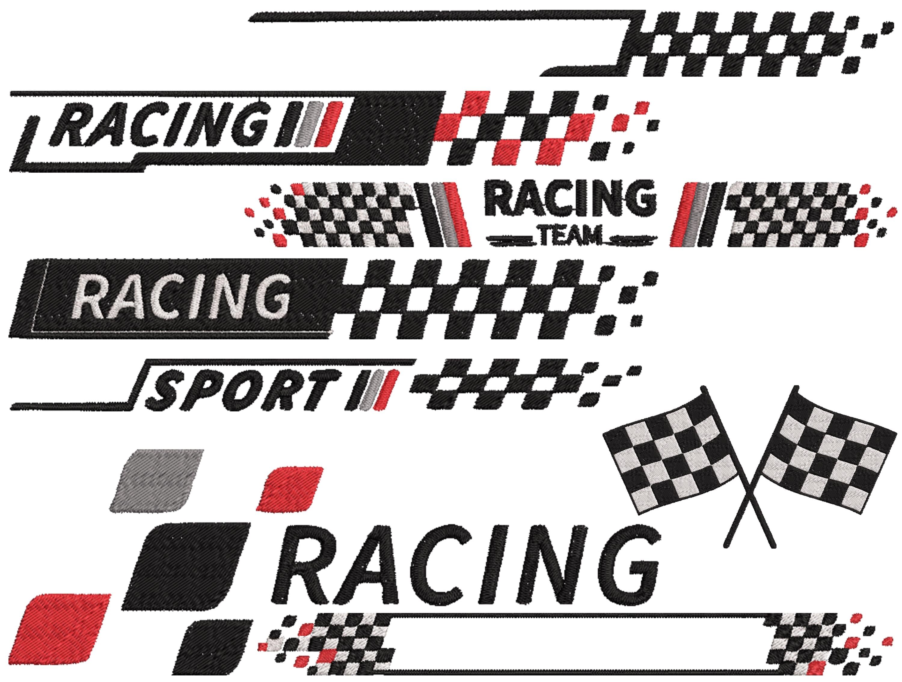 Racing Embroidery Design- Race Day Embroidery Design- Racing Team ...