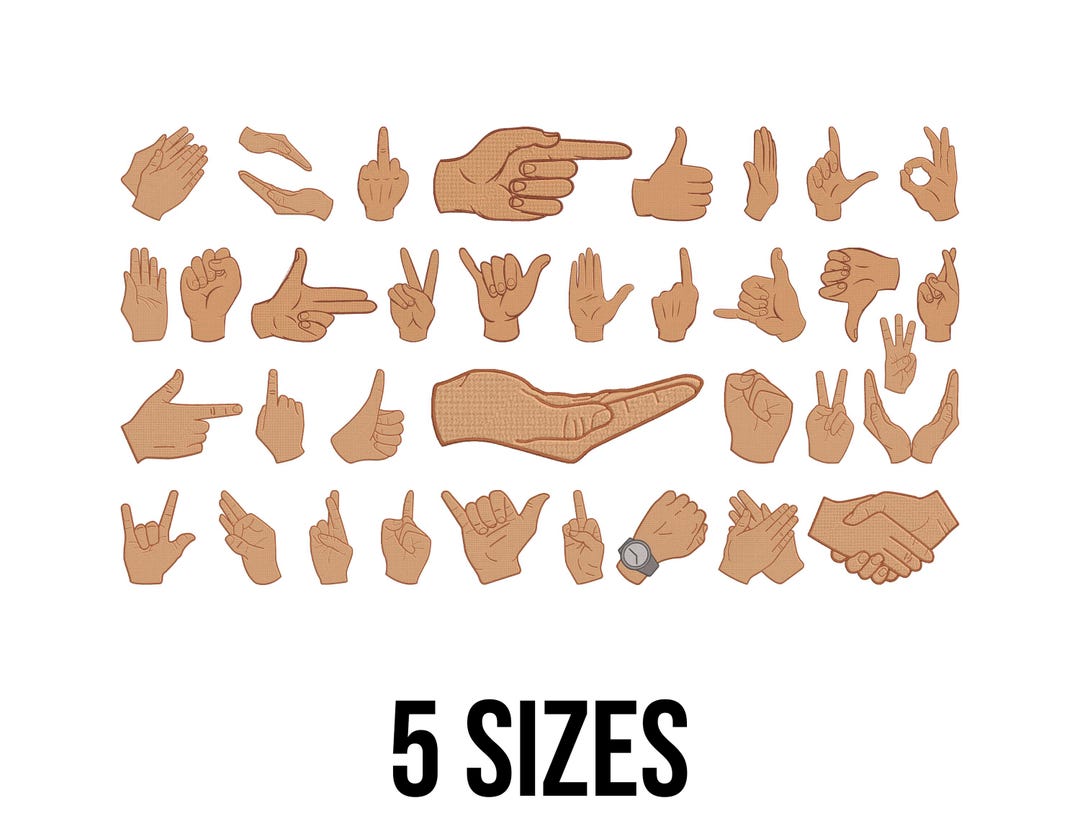 Hand Sign Embroidery Design - Surf Hand Embroidery Design - Hand Symbol ...