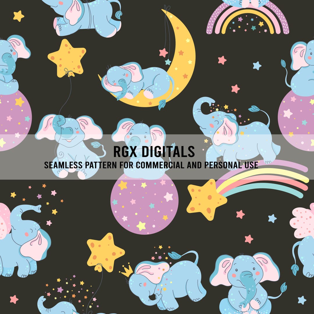 Dumbo Digital Paper Seamless Pattern Pink Theme, Cute Elephant Seamless ...