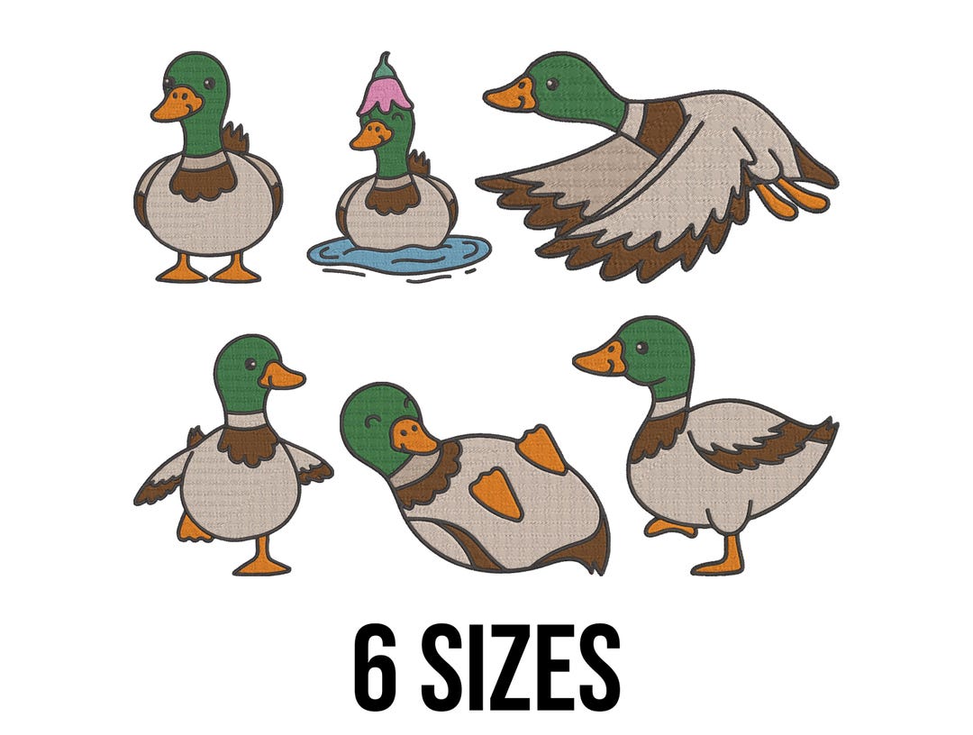 Cute Duck With Different Poses Embroidery Design- Ducks Embroidery ...