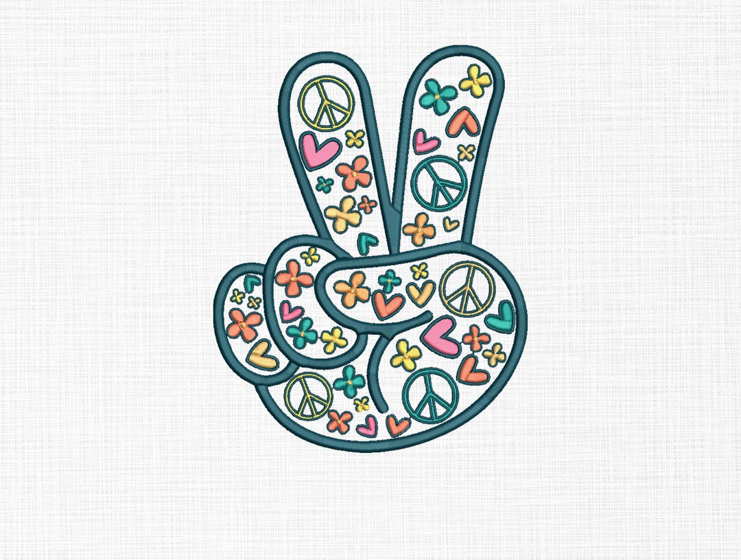 Peace Sign Embroidery Design - Peace Hand Embroidery - Peace Fingers ...