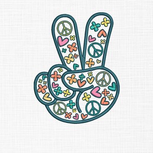 Peace Sign Embroidery Design - Peace Hand Embroidery - Peace Fingers ...