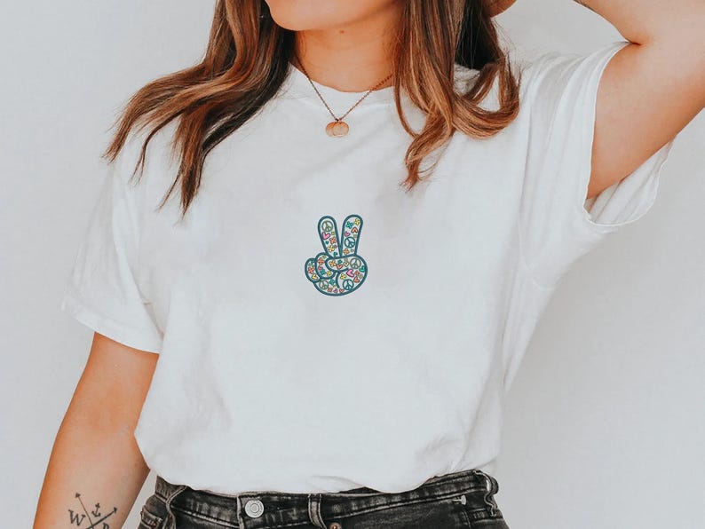 Peace Sign Embroidery Design - Peace Hand Embroidery - Peace Fingers ...