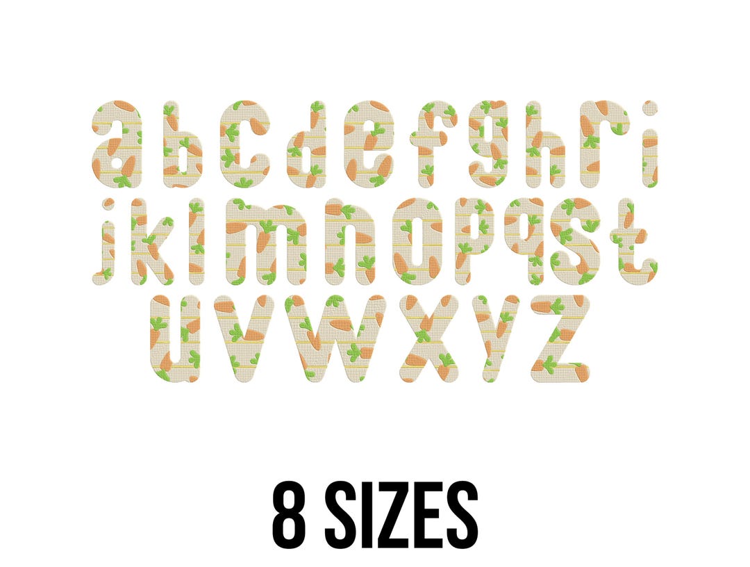 Easter Day Carrot Font Embroidery Design - Easter Day Letters Alphabets ...