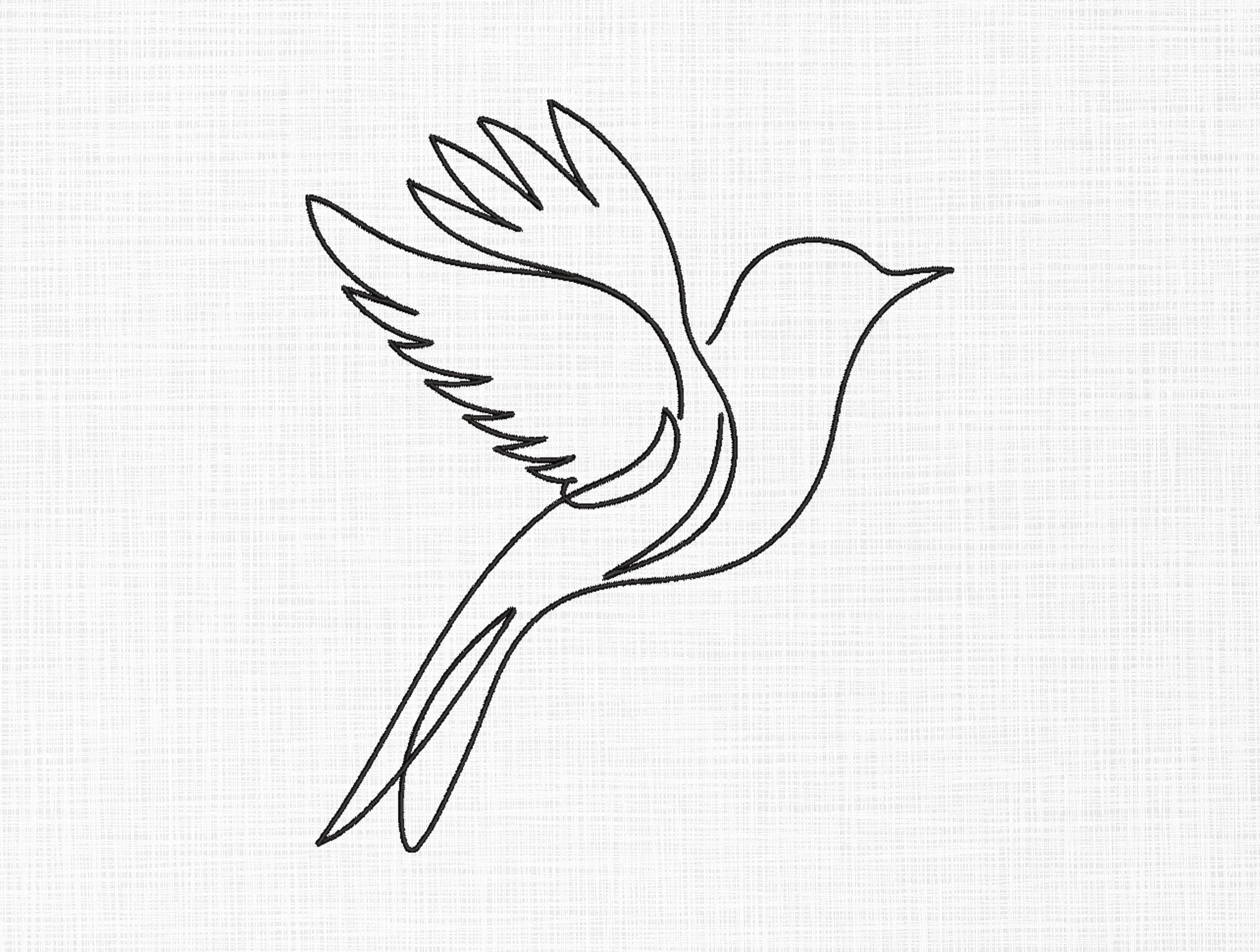 Bird Embroidery Design - Flying Bird Outlines Embroidery Design - Bird ...