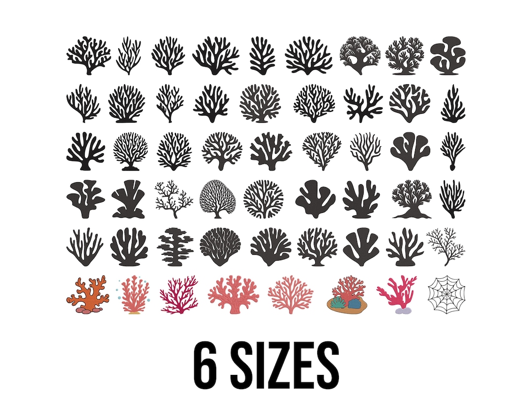 Coral Embroidery Design - Coral Reef Embroidery Design - Sea Coral ...