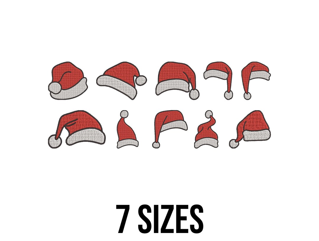 Mini Santa Hat Set Embroidery Design - Santa Cap Embroidery Design ...