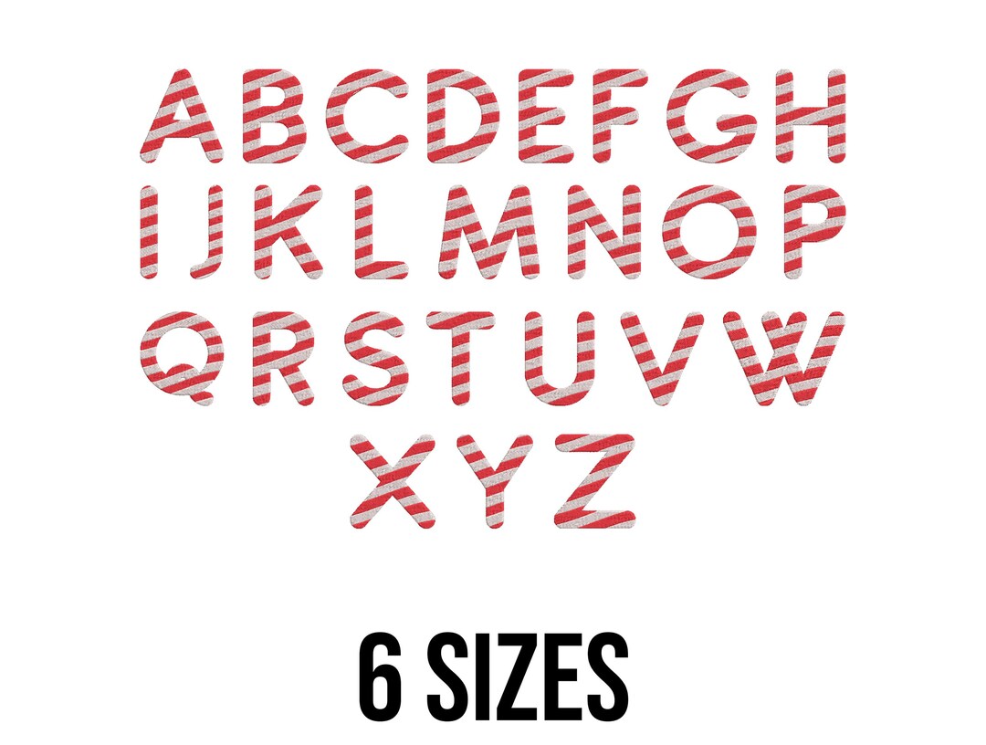 Merry Christmas Candy Cane Alphabet Embroidery Design - Christmas A-Z ...