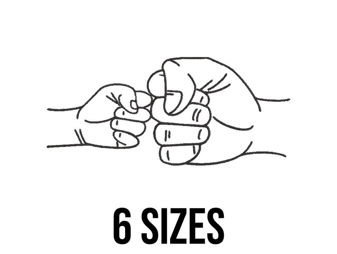 Father and Son Fist Bump Embroidery Design - Dad and Baby Hands ...