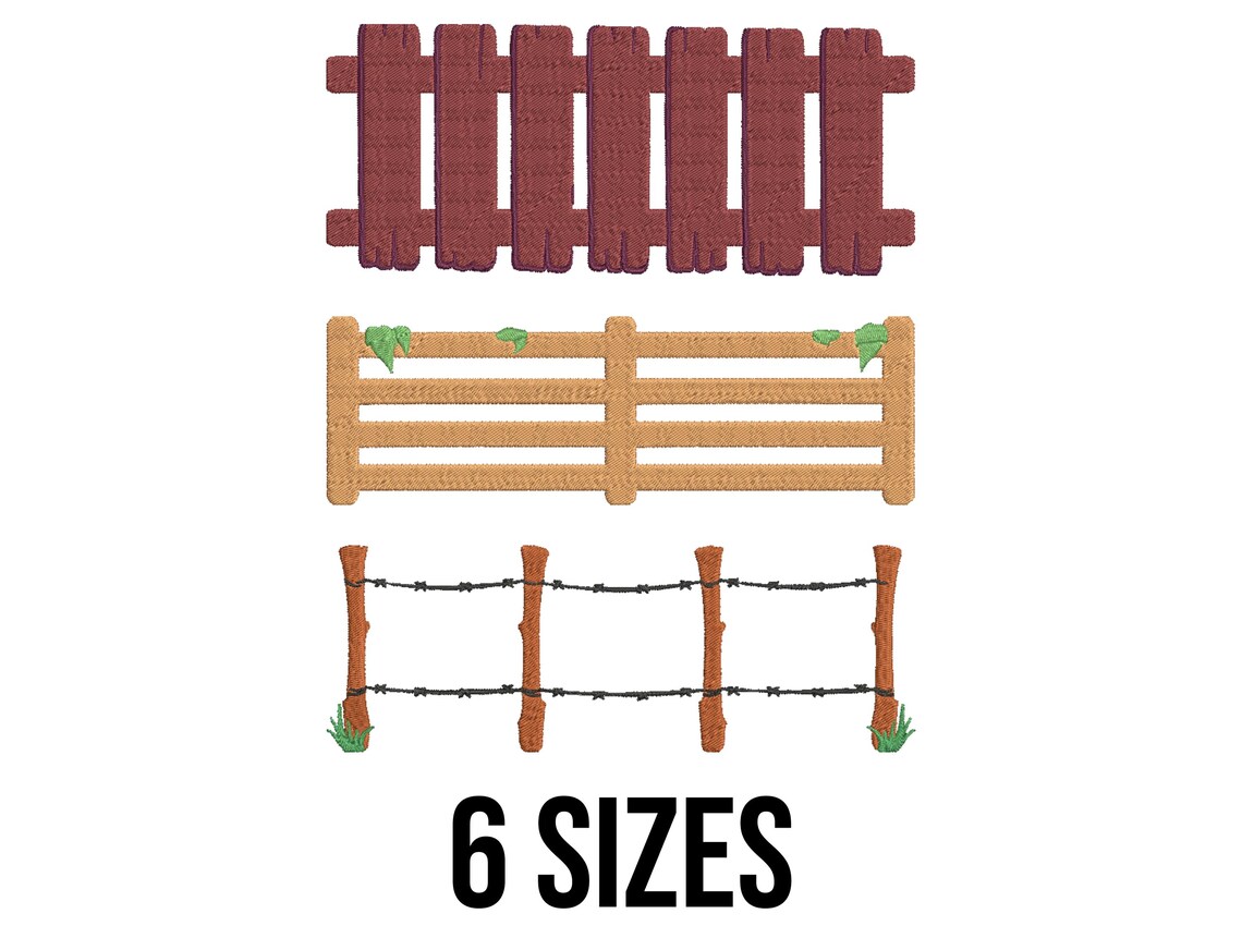 Fence Bundle Embroidery Design - Wooden Fence With Grass Embroidery ...