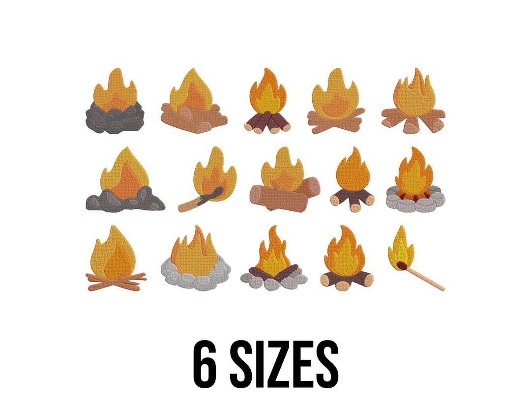 Bonfire Bundle Embroidery Design - Campfire Embroidery Design - Wood ...