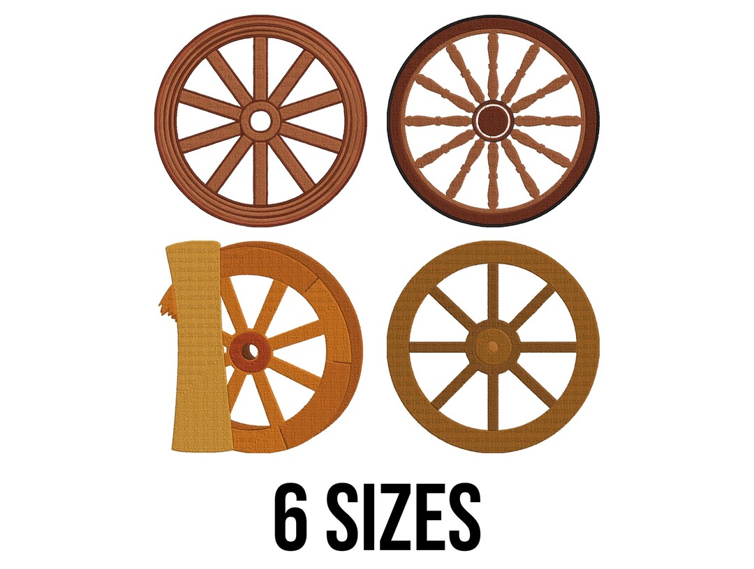 Wagon Wheel Embroidery Design - Wooden Wheel Embroidery Design - Wooden ...