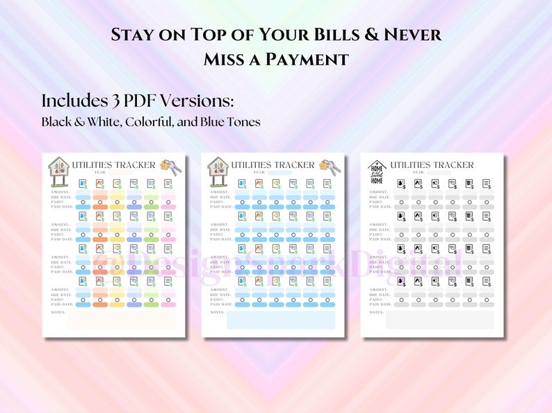 Utility Bill Tracker PDF | Monthly Home Expenses Printable, Months Bill ...