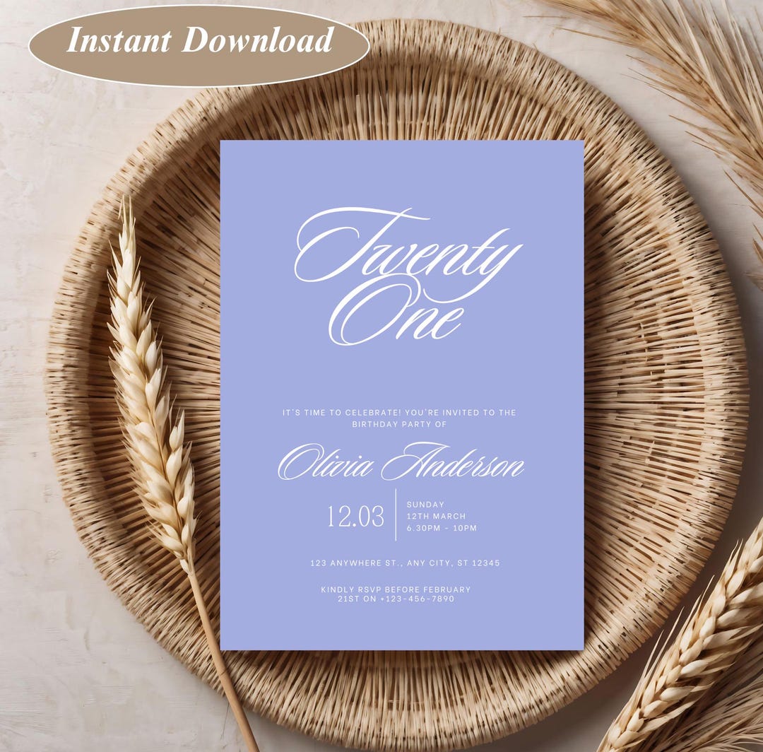 Birthday Invitation Template | Modern Minimalistic Design | Editable ...