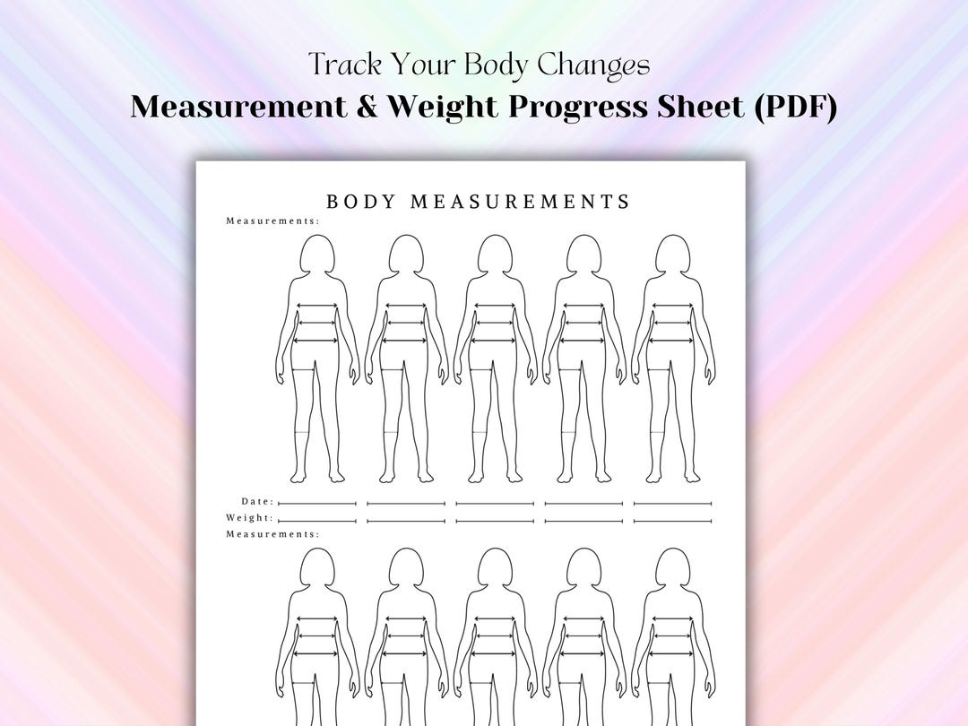 Printable Body Measurements Tracker | Women's Fitness Progress Sheet ...