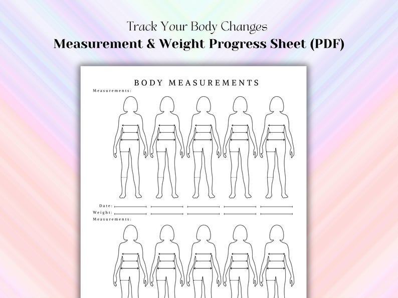 Printable Body Measurements Tracker | Women's Fitness Progress Sheet ...