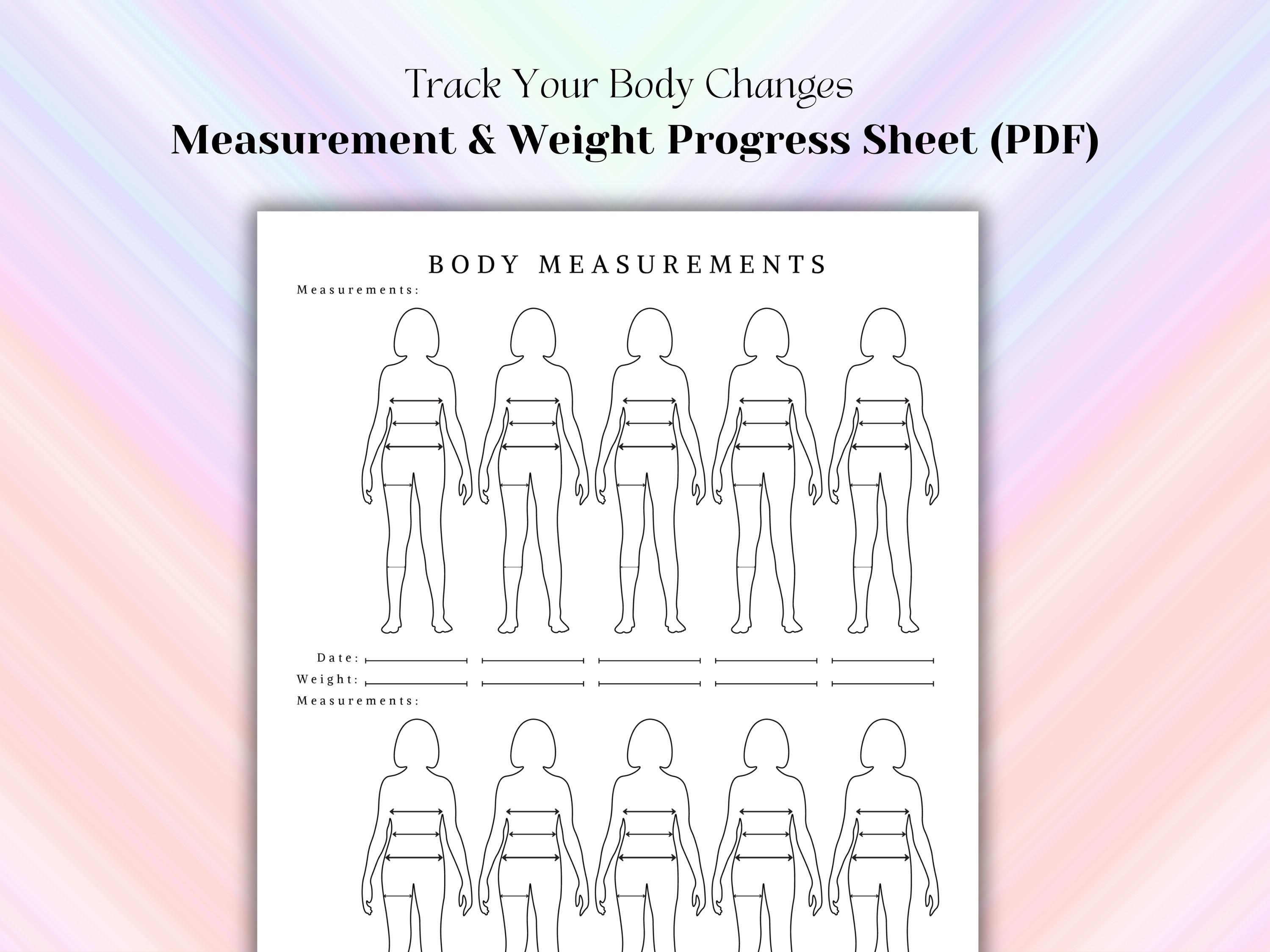 Printable Body Measurements Tracker | Women's Fitness Progress Sheet ...
