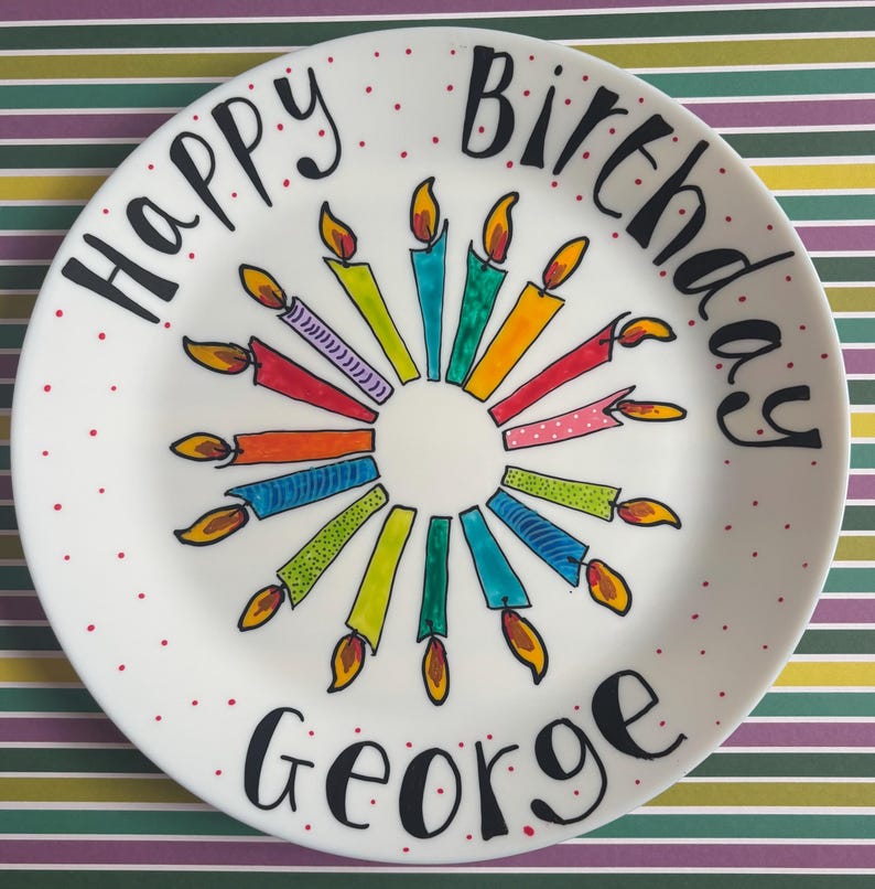 Hand Made Happy Birthday Plate - Etsy