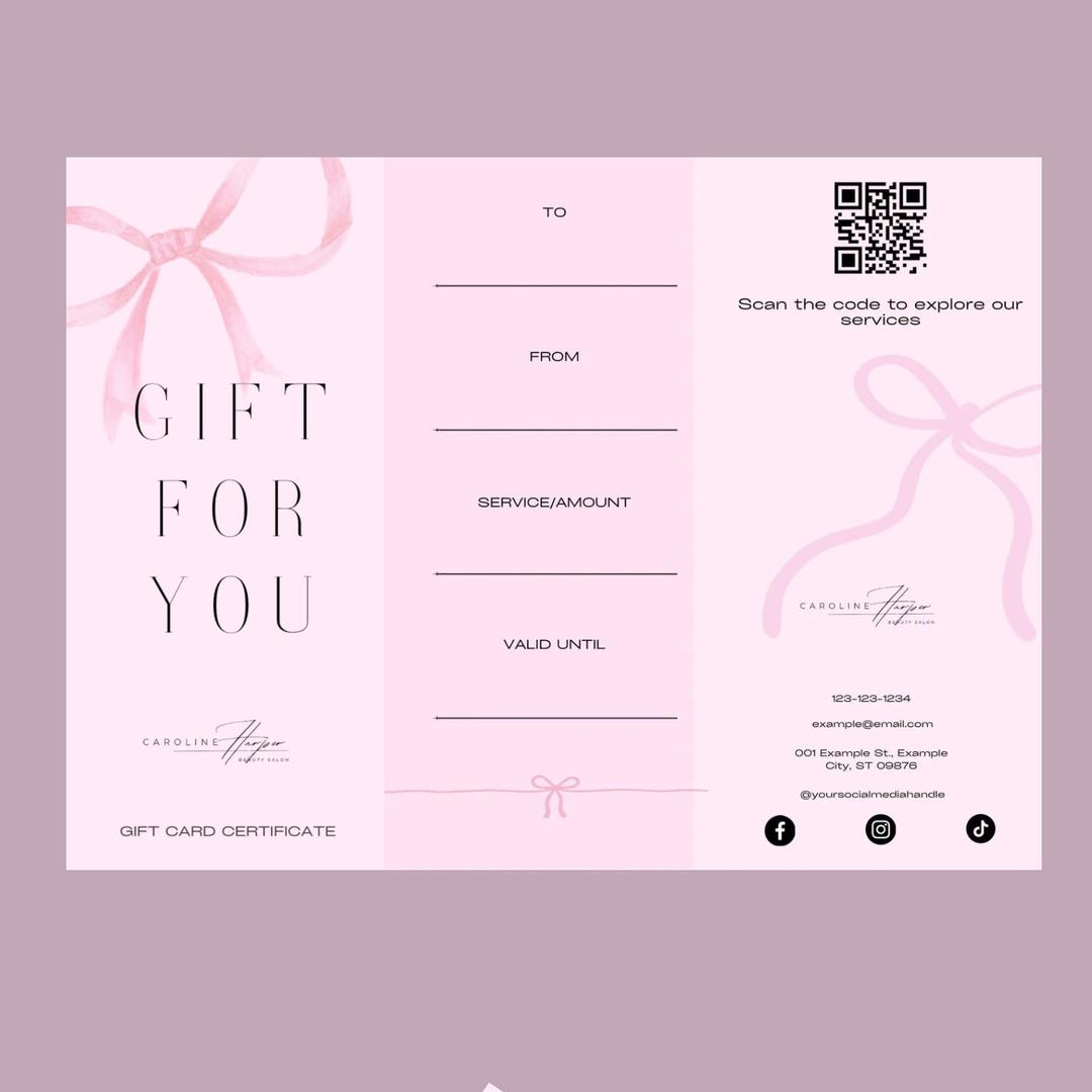 Cute Aesthetic Gift Card Certificate Voucher Digital Template, Fully ...