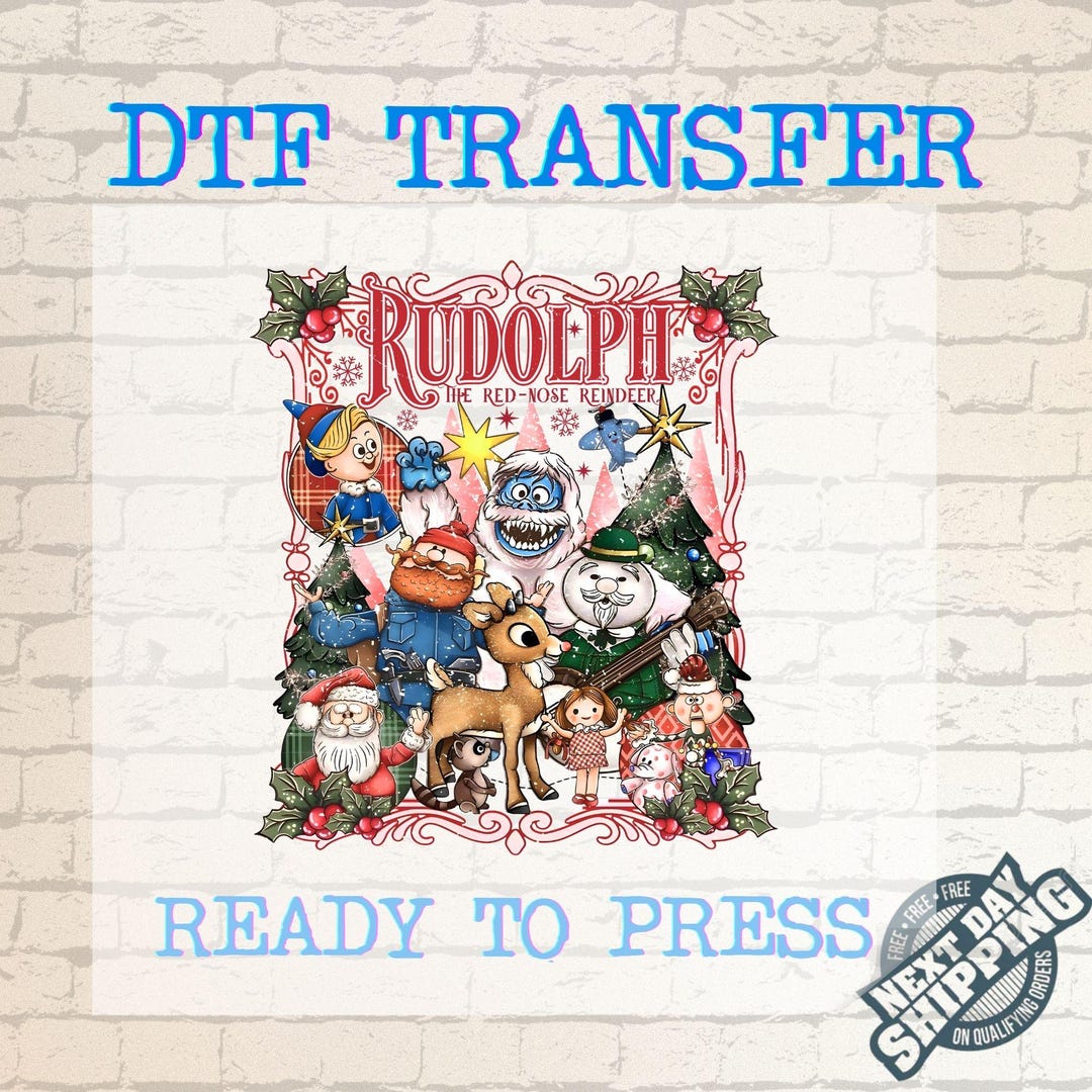 Retro Rudolph the Red Nosed Reindeer Christmas Dtf Transfer, Rudolph ...