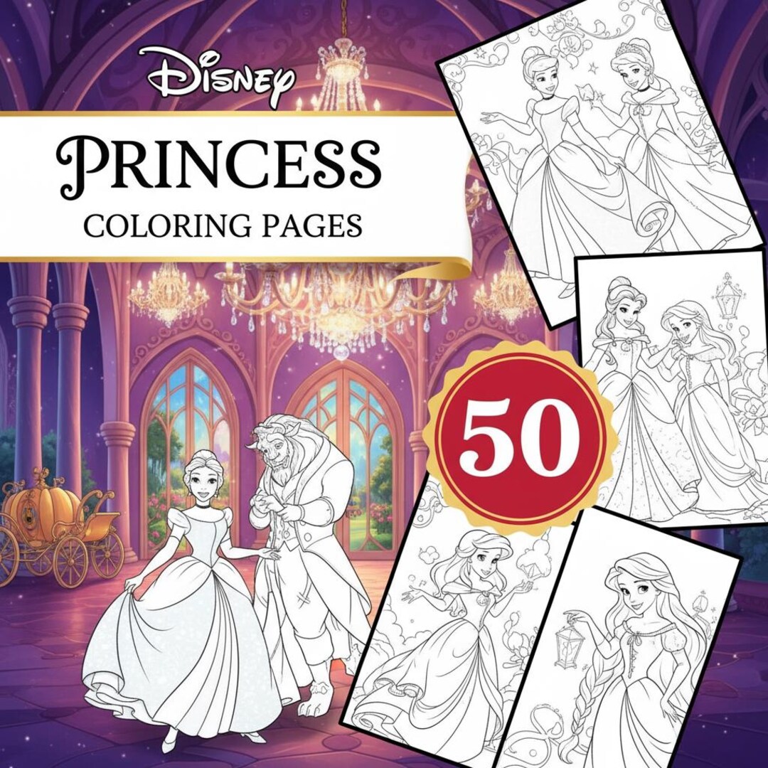 50 Prinzessinnen Ausmalbilder, Märchen Illustrationen (Digitaler ...