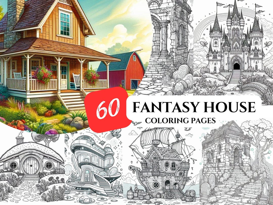 60 Fantasy House Coloring Pages Printable PDF for Adults & Teens ...