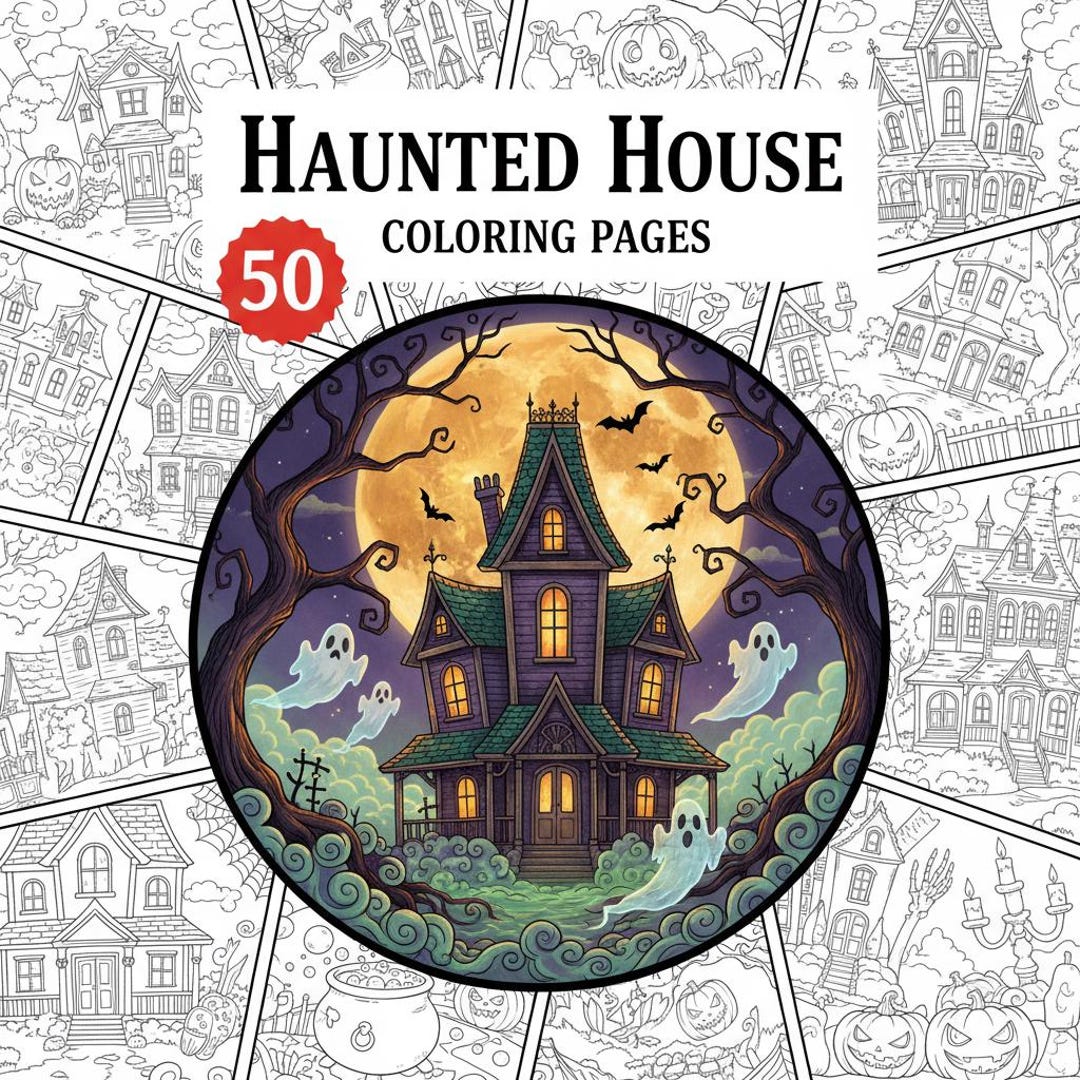 50 Haunted House Coloring Pages - Etsy Portugal
