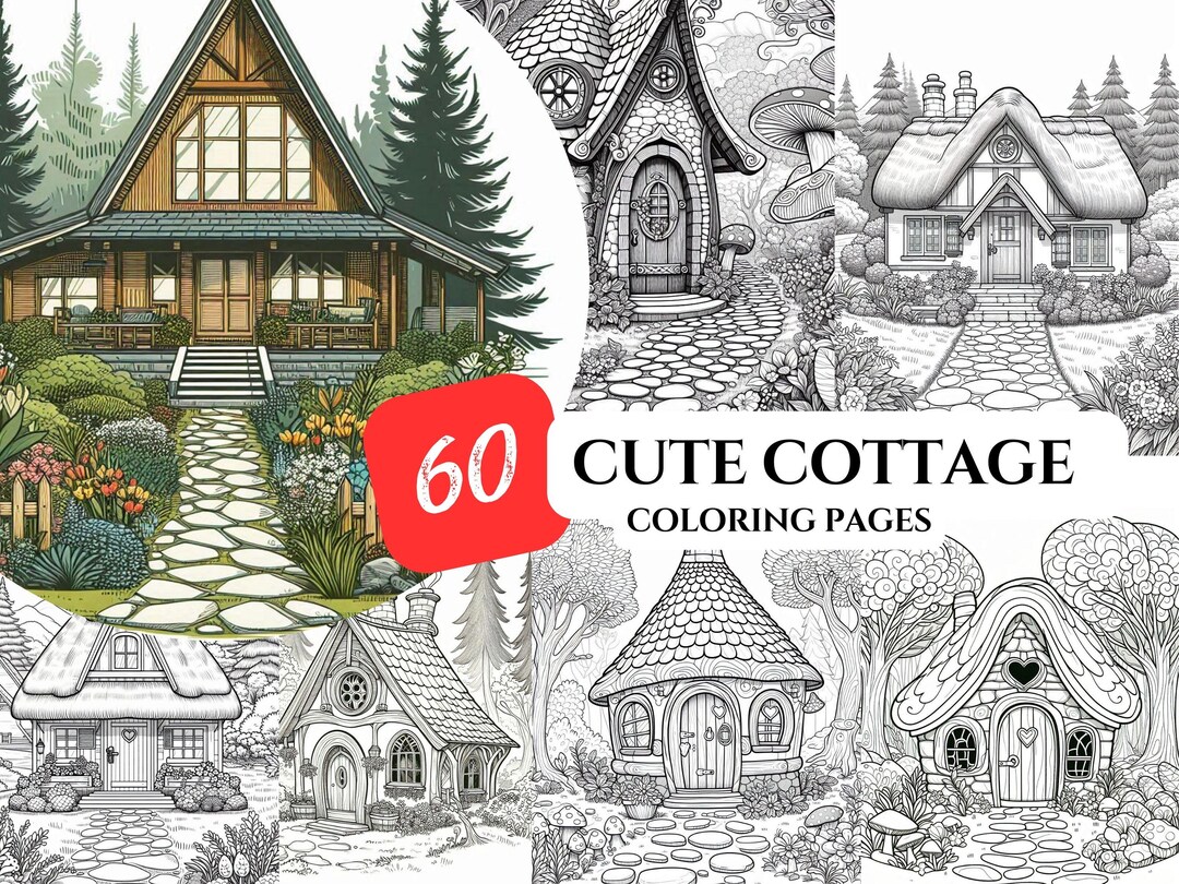 60 Cute Cottage Coloring Pages - Cozy House Coloring Book, Printable ...
