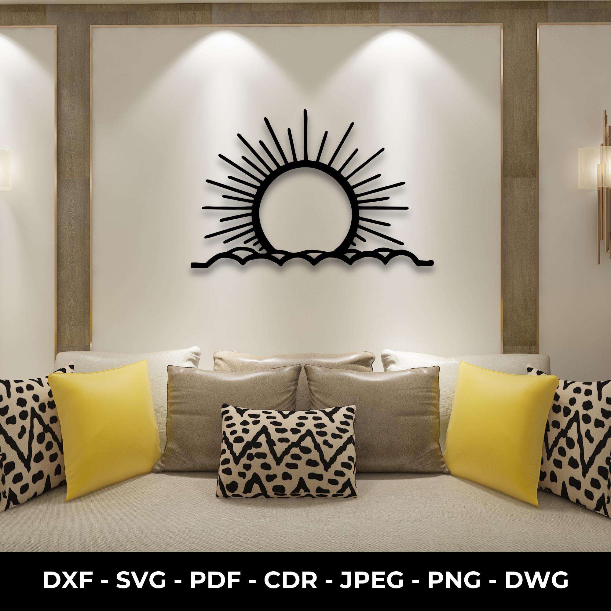 Sun and Cloudy Metal Wall Art DXF SVG | Sun Files for Laser Cut ...