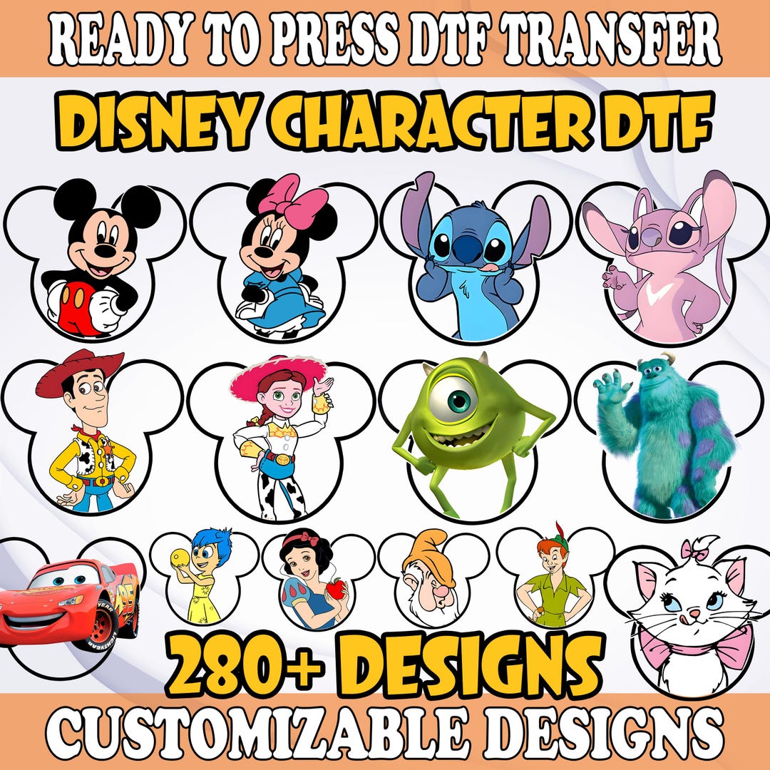 Disney Characters Dtf Transfer, Family Disneyworld Dtf, Disney Trip ...
