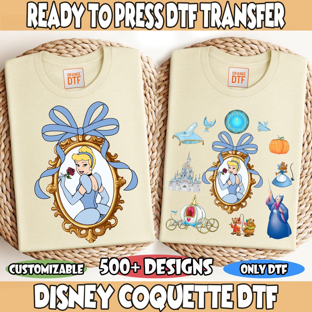 Retro Disney Cinderella Mirror Dtf Transfer, Princess Cinderella ...
