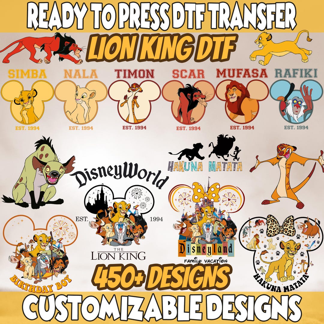 Disney the Lion King DTF Transfer, Disney Hakuna Matata Ready to Press ...