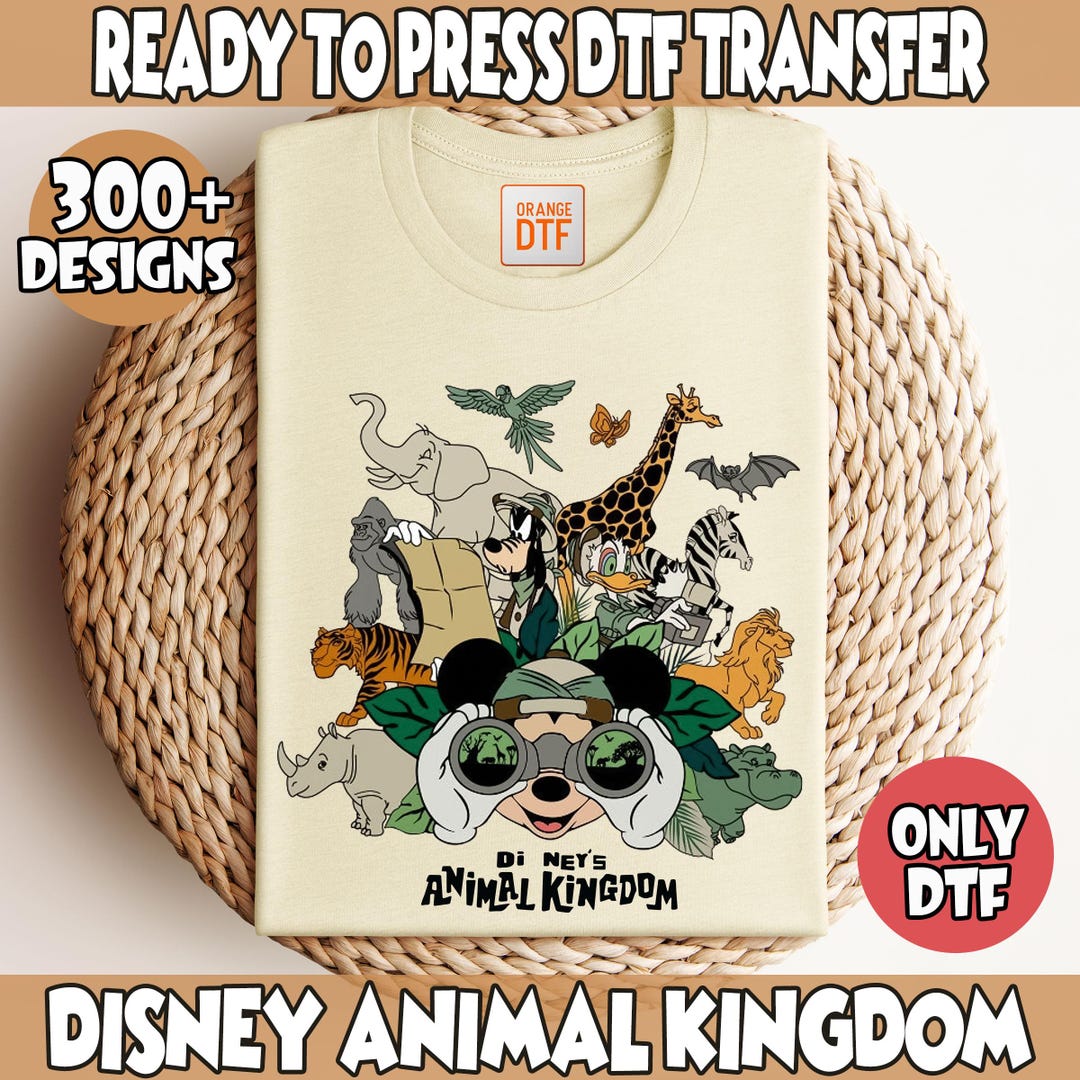 Retro Disney Animal Kingdom DTF Transfer, Mickey and Friends Safari ...