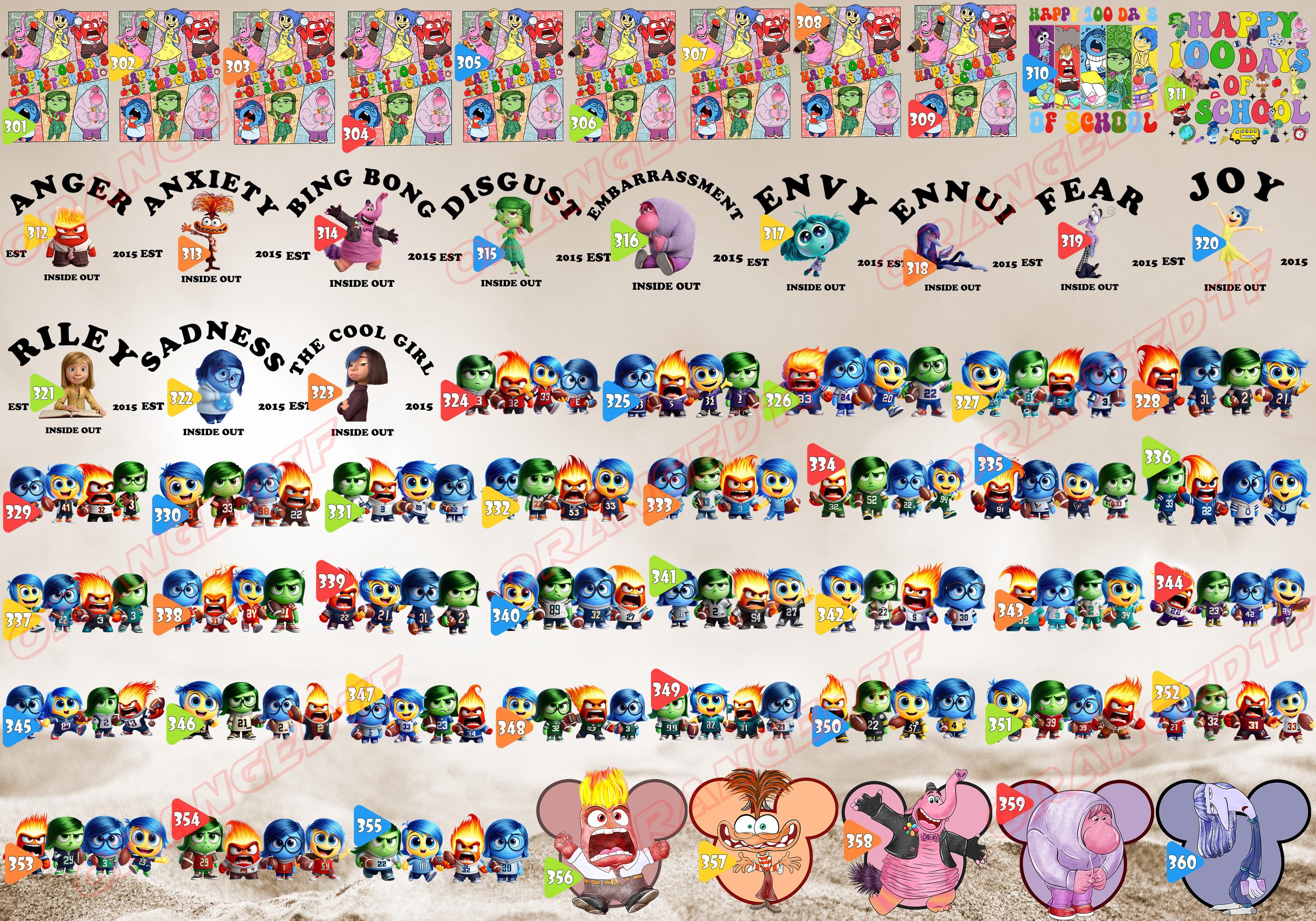 Inside Out 2 Characters DTF Transfers, Inside Out Emotions DTF, Disney ...