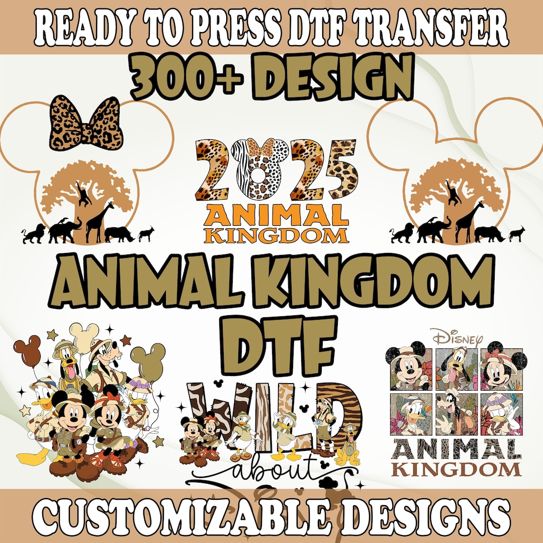 Disney Animal Kingdom DTF Transfer, 2026 Disney Image Transfer, Animal ...