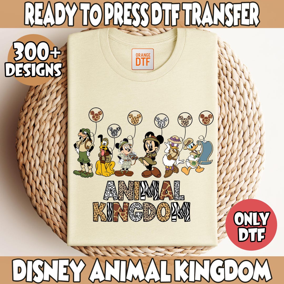 Disney Animal Kingdom Dtf, Disney Safari DTF Transfers, Retro Animal ...