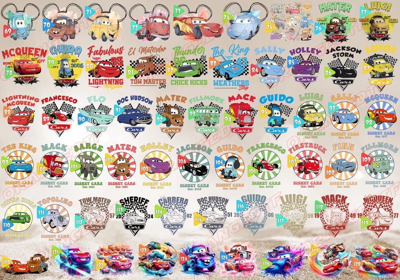 Disney Cars Dtf, Cars Flo Lizzie Dtf, Cars Dtf Transfer, Disney Cars ...