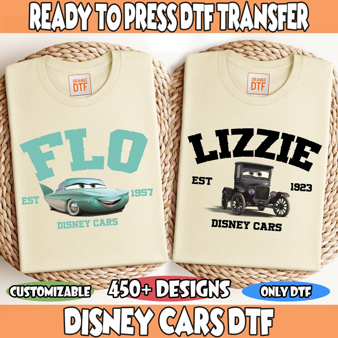 Disney Cars Dtf, Cars Flo Lizzie Dtf, Cars Dtf Transfer, Disney Cars ...