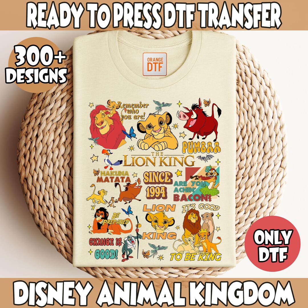 Lion King DTF Transfers, Lion King DTF, Animal Kingdom Ready to Press ...
