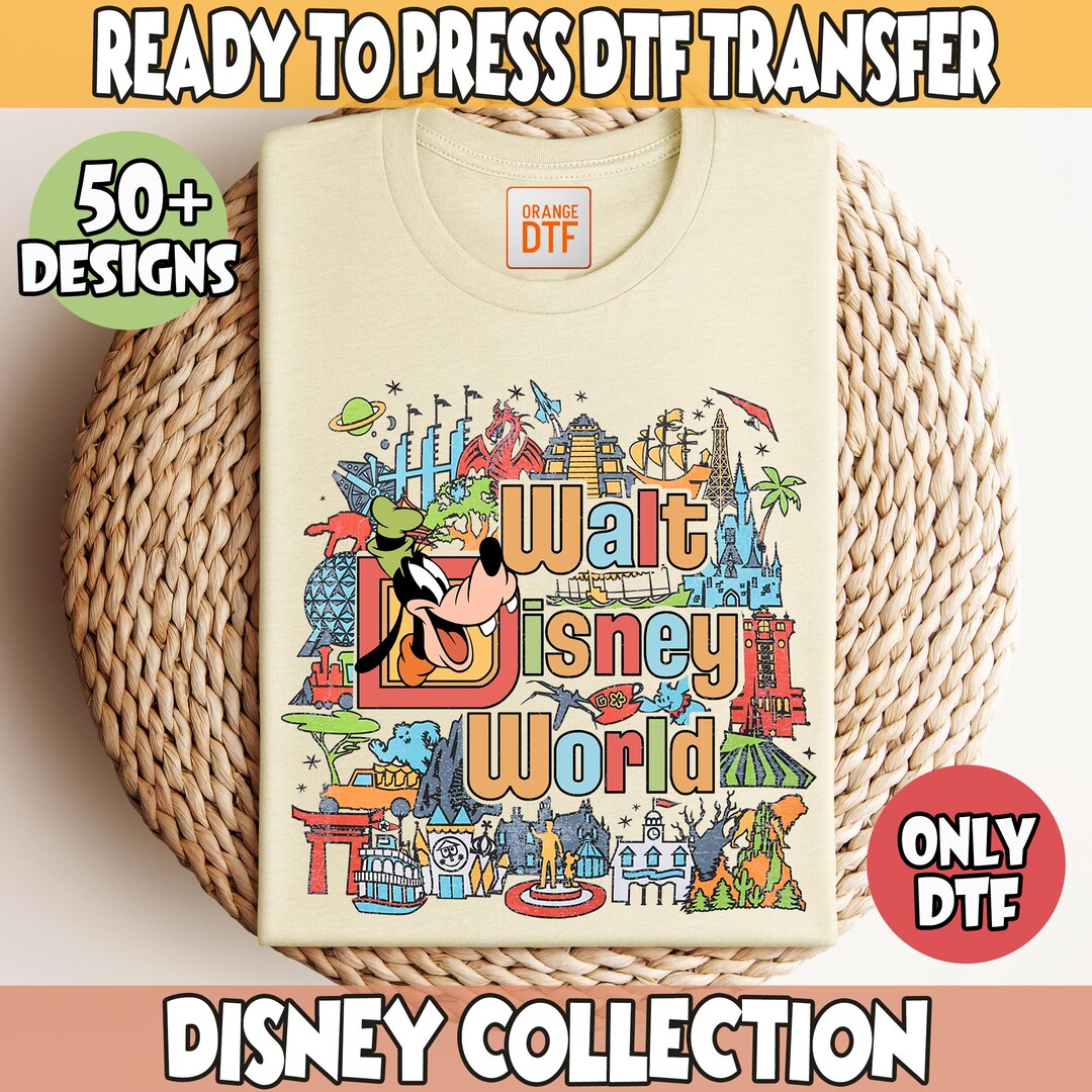 Retro Walt Disney World DTF Transfer, Disney Ready to Press, Goofy Dtf ...