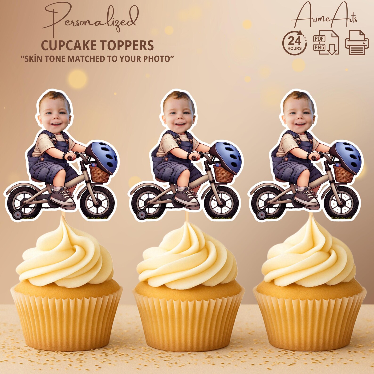 Bicycle Cupcake Toppers for Boys | Custom Birthday Party Supplies - Etsy