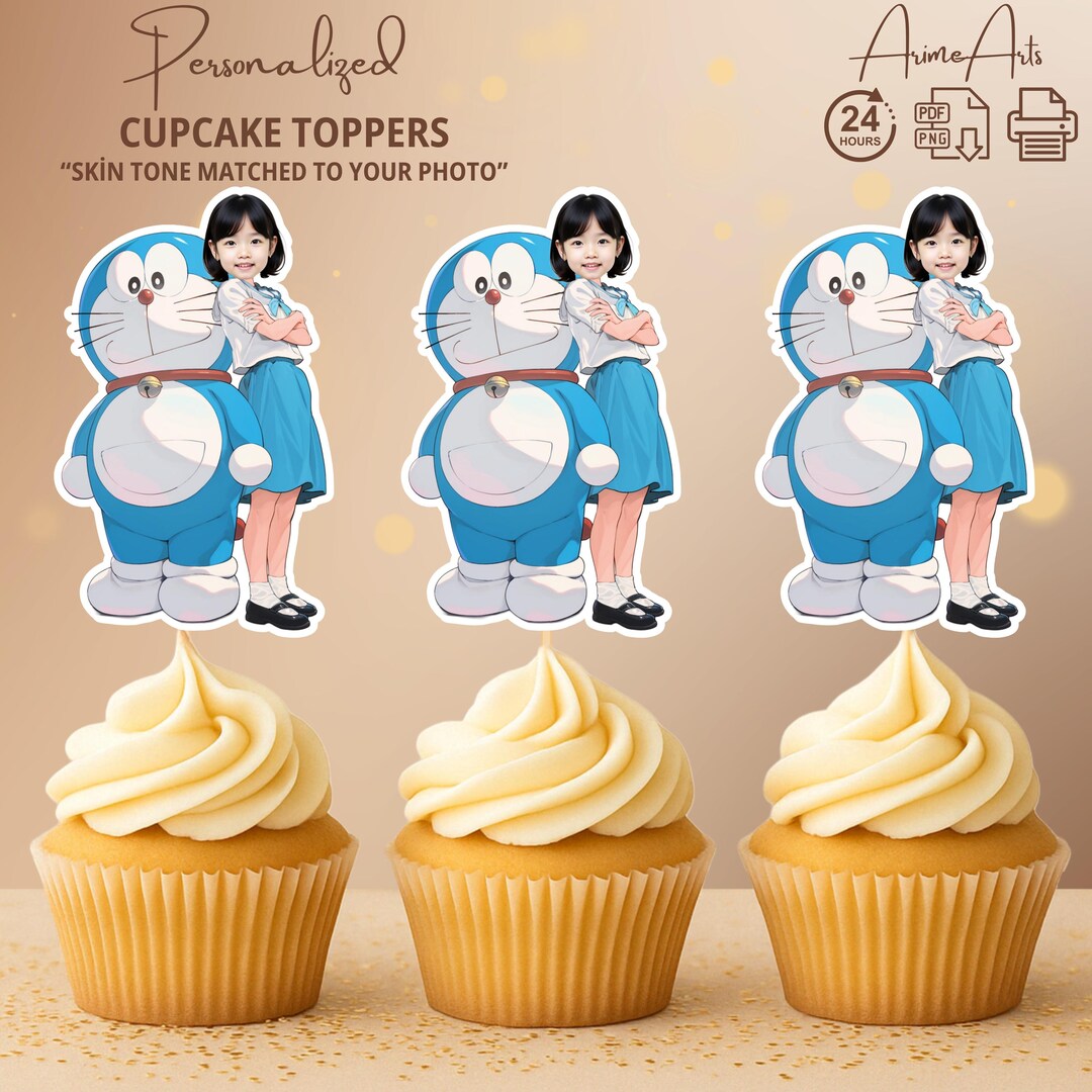 Doraemon Personalized Cupcake Toppers | Anime Party Supplies | Digital ...
