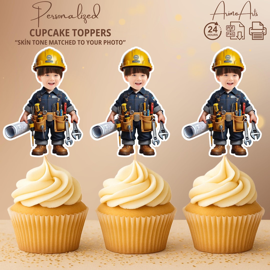 Engineer Custom Cupcake Toppers, Personalized Party Favors - Etsy