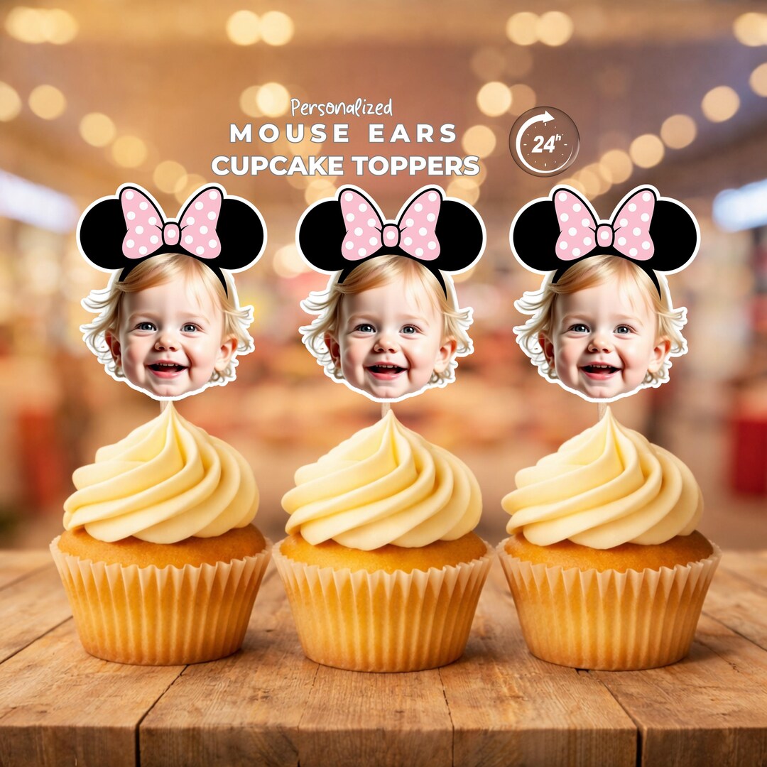 Mouse Ears Personalized Face Cupcake Toppers - Etsy